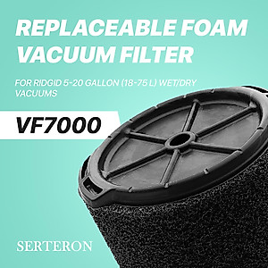 VF7000 Replacement Filter Compatible with Ridgid Wet Only Vac Filter for Ridgid 5-20 Gallon Wet/Dry Vacuums 2pack
