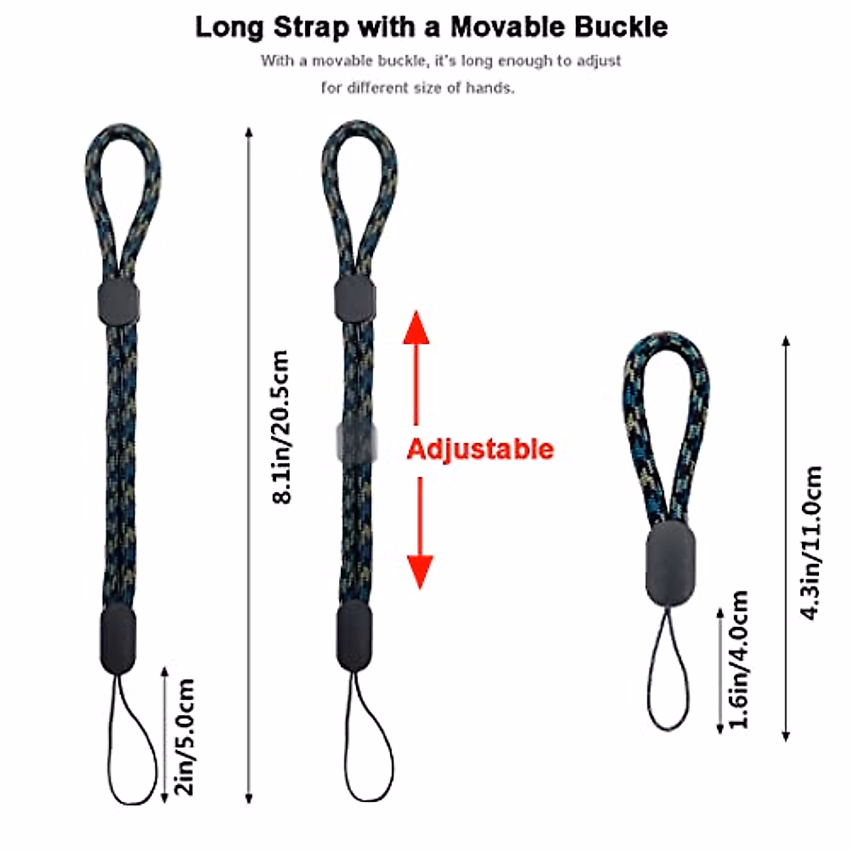 20 Pcs Hand Wrist Strap Lanyard and Small Finger Lanyard Strap, 2 Types Adjustable Colorful Nylon Hand Wrist Straps and Finger Strap for Mobile Phone Camera Keys USB Flash Drives Keychain Wallet Badge