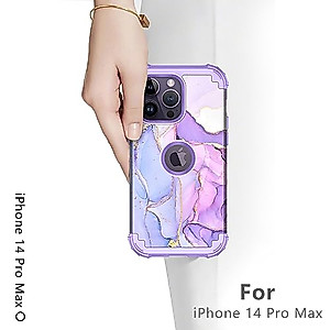 Hekodonk Magnetic for iPhone 14 Pro Max Case,[2Pcs Tempered Glass Screen Protector+2Pcs Camera Lens Protector],Heavy Duty Shockproof Plastic+Silicone 3 in 1 Case for iPhone 14 Pro Max Purple