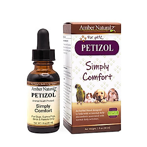 AMBER NATURALZ Petizol Simply Comfort Herbal Supplement for Dogs, Bird, Rabbit | Support for Occasional Discomforts and Normal Body Temperature | 1 Fluid Ounce Glass Bottle | Manufactured in The USA