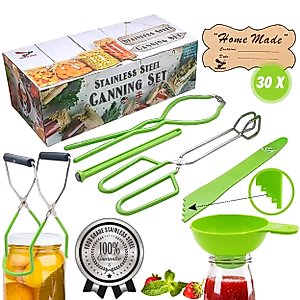 Supa Ant Canning Supplies - USA Assembled & Certified Food Grade Stainless Steel Canning tools - Canning set/pickling kit for beginners - Canning kit includes extra wide mouth funnel for mason jars