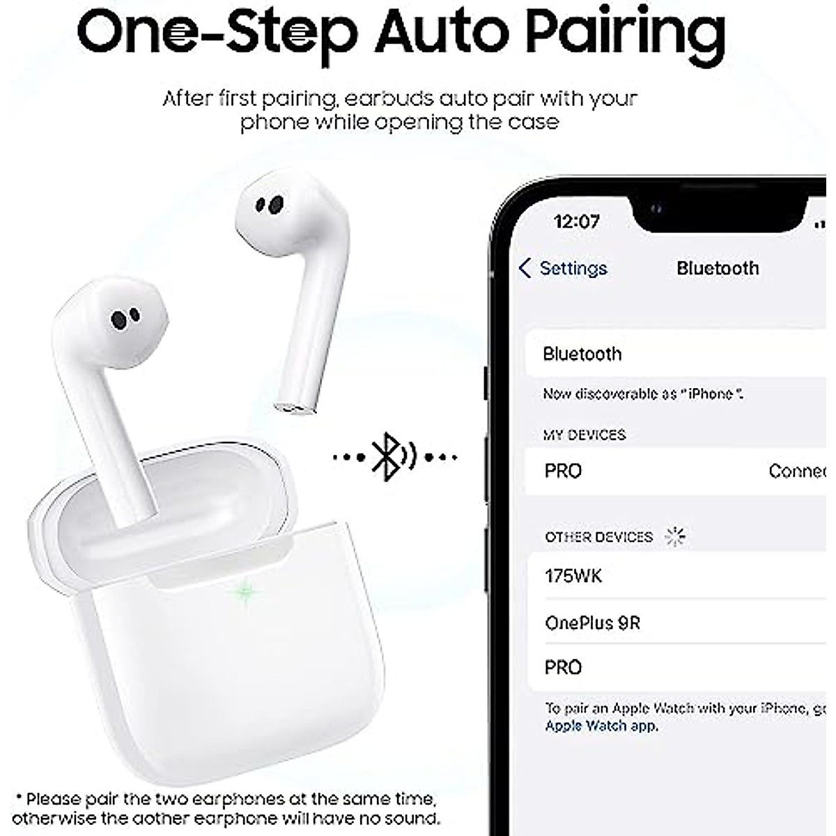 Wireless Earbuds Headphones Bluetooth 5.2 IPX7 Waterproof Noise Cancellation 25H Battery Headset Hi-Fi Stereo Sound with Charging Case Bluetooth Earphones with Mic for iPhone/Samsung