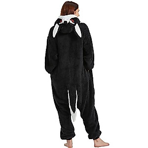 HOMWERRONT Adult Onesie Werewolf Costume Pajamas,animal Onesie Pajamas,Halloween Christmas Werewolf Onesie Pajamas for Women men