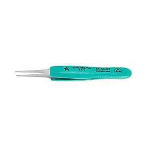 Excelta Stainless Steel Tweezers, 5.25" Straight Tapered Flat Point, Anti-Static Cushioned Grip for SMD, Electronics & Lab Use, Professional