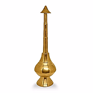 Craftsman SATVIK Brass Gulab Pash 7.5 Inch Holy Water Sprinkler Rose Water Aspergillum Aspergil Religious Divine Pot