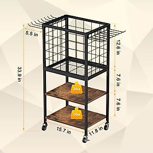 Weight Rack for Dumbbells, Yoga Mat Storage Rack, Home Gym Workout Equipment Storage Organizer, 3-Tier Wooden Dumbbell Rack Weight Stand with Hooks, Yoga Mat Holder with Wheels for Yoga Block