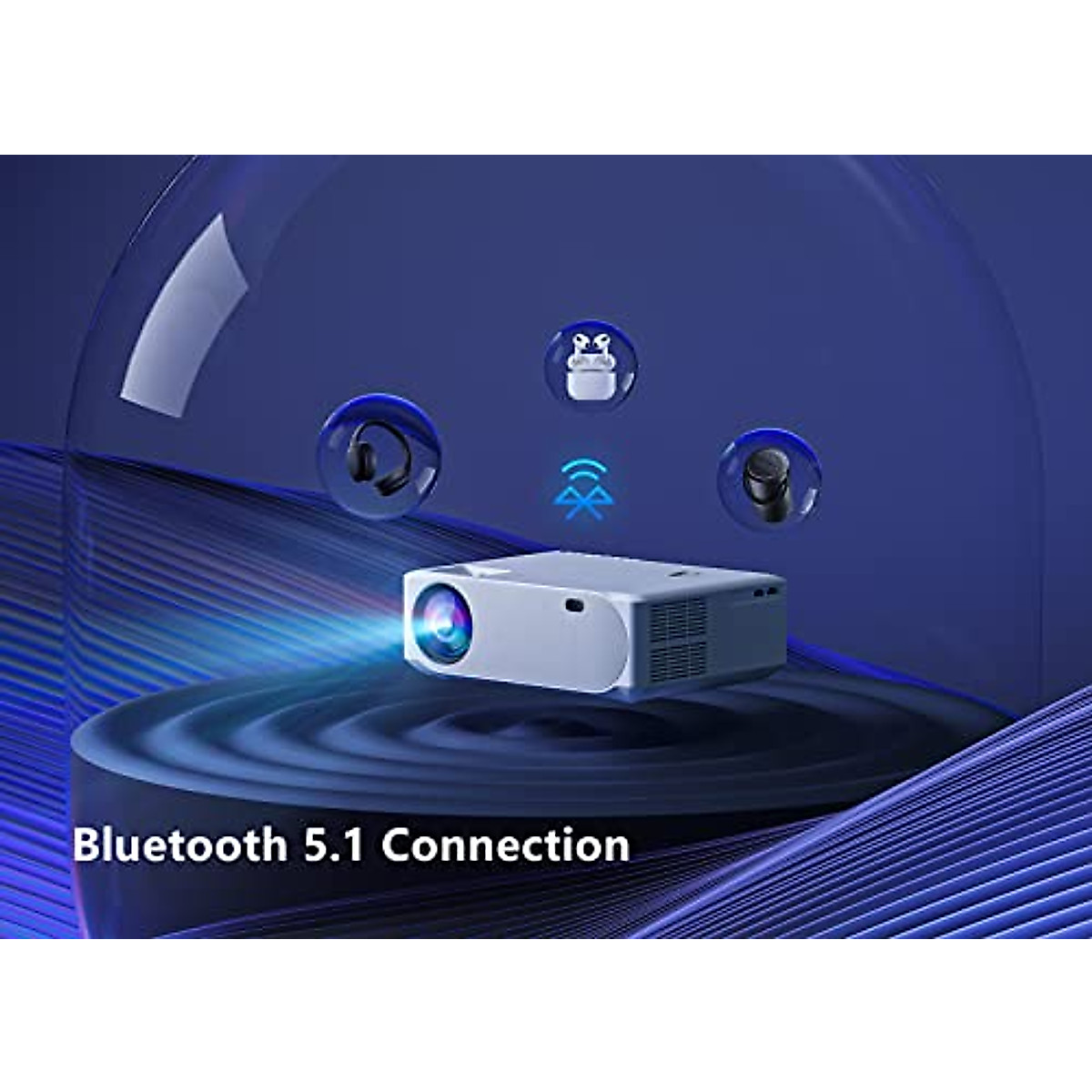 Projector with 5G WiFi and Bluetooth 5.1, ACROJOY Native 1080P Mini Projector 4K Support with 120" Screen & 400" Display, Outdoor Movie Home Theater LED LCD Projector Compatible with TV Stick/HDMI/USB