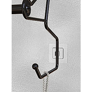 Elbourn Adjustable Over The Door Triple Towel Rack with Hooks, Towel Bar Hanger for Bathroom, Black