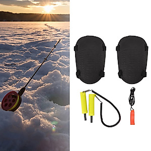 Ice Fishing Security Tool Retractable Ice Picks Hard EVA Knee Pads and Non Nuclear Whistle for Protection Outdoor (Yellow) Other Fishing Tools and Accessories