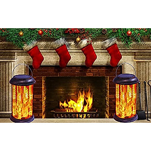 Solar Lanterns Flickering Flame Lights Metal Flame Lantern Outdoor Hanging Lighting Waterproof LED Flame Lights for Patio Garden Yard Winter Gift for Christmas