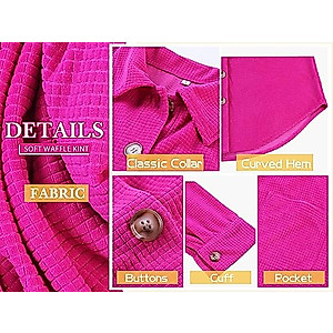 WIHOLL Womens Button Up Maternity Heavy Shirts Hot Pink Fall 2023 Outfits - Long Sleeve Tops Plus Size Jacket Fashion Barbie Clothes Office Casual Blouses XXL