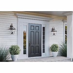 Progress Lighting P6617-20 Burlington Three-Light Large Wall Lantern, Polished Nickel/Delta, Antique Bronze