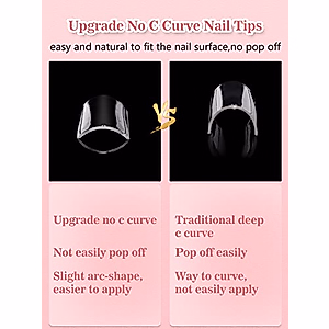 504Pcs XXL No C Curve Nail Tips for Acrylic Nails Professional Set, Straight Tapered Square Clear Nail Tips Half Cover Long Fake Nails, Ballerina Shaped French Nails for Nail Salon and DIY Nail Art