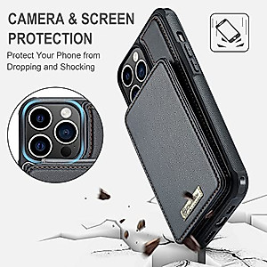 Strapurs iPhone 13 Pro Max Wallet Case with RFID Blocking, Card Holder, Shockproof PU Leather, Vertical Flip Stand, Black