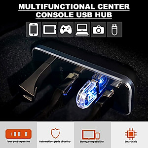 ONKENTET Glove Box USB Hub 4 in 1 Compatible with Tesla Model 3 Y 2021 2022 2023 USB Hub Glove Box Dash Cam Flash Drive Docking Station Extension Adapter Cable Powered Charger Splitter Accessories