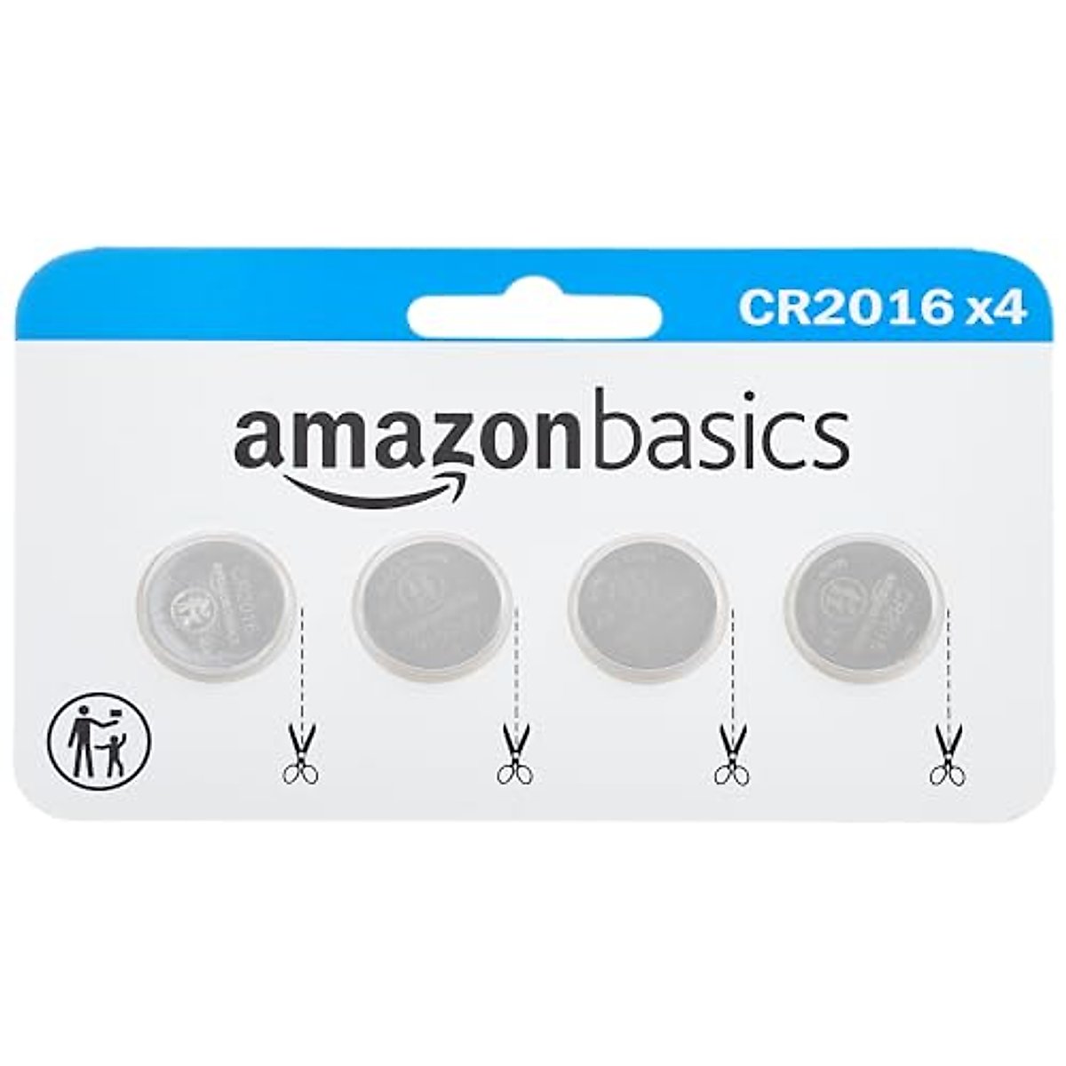 Amazon Basics 4-Pack CR2016 Lithium Coin Cell Battery, 3 Volt, Long Lasting Power, Mercury-Free