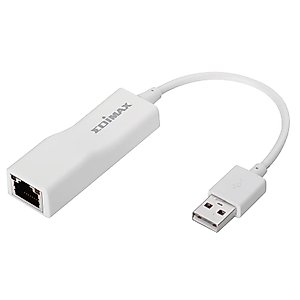 Edimax USB 2.0 Fast Ethernet LAN Adapter, USB to RJ45 100Mbps Network LAN Converter, Plug and Play, Windows, MacBook Pro/Air and More, EU-4208, White