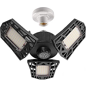 Vbakor LED Garage Lights, 60W Deformable LED Garage Ceiling Lights 6000LM Basement Lighting, 6500K E26 LED Shop Lights Bulb for Garage, Warehouse, Corridor, Workshop (No Motion Detection)