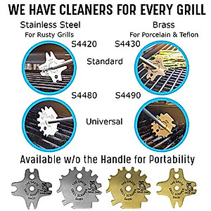 Universal Brass Grill Scraper with Handle, and an Additional Universal Stainless Steel Grill Scraper Combo - Stocking Stuffers for Mom
