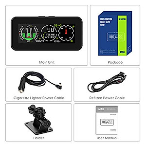 Car Inclinometer Level Tilt Meter, Digital HUD GPS Speed Slope Meter, Real-timie Speed, Vehicle tilt/Pitch Angle, Battery Voltage with HD LCD Display for 12V Off-Road Vehicle