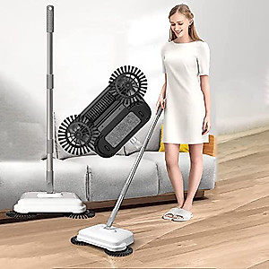 All-in-one Hand Push Sweeper Floor Soft Sweep Dustpan Set Household Home Sweeping Mopping Machine Vacuum Cleaner Adjustable Mop Brush Vacuum Cleaner 40in,1Pc