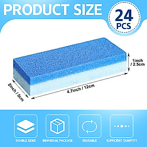 24 Pieces Foot Pumice Stone for Feet Skin Callus Remover and Scrubber Hard Skin Foot Scrubber for Dead Skins, 2 in 1 Double Sided Hard Skin Callus Remover Scrubber Pedicure Exfoliate Tool, Blue