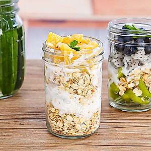 Glass Cups Set(4 Pack) 16oz Wide Mouth Mason Jar Drinking Glasses with Lids & Straws & 2 sealing Lids, Reusable Boba Bottle, Iced Coffee Glasses, Travel Tumbler for Bubble Tea, Juice