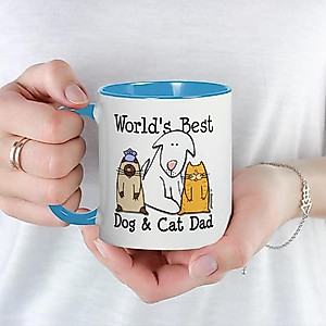CafePress World's Best Dog And Cat Dad Mug Ceramic Coffee Mug, Tea Cup 11 oz