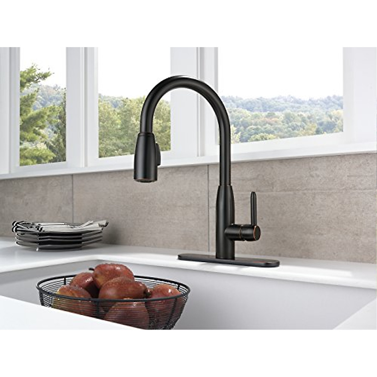 Peerless P188103LF-OB Apex Kitchen Pull-Down Single Handle, Oil Bronze