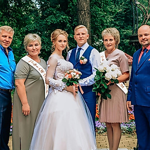 Generic 2 Pcs Mother of the Bride and Groom Sashes with Rose Gold Foil, White Bachelorette Party Sash for Bridal Shower Engagement Supplies Gifts Wedding Accessories, ZY-005MotherBG2Sash