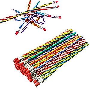 35 PCS Colorful Flexible Soft Pencil,Striped Magic Bendy Pencil with Eraser,Bendable Pencil for Valentine's Day,Children and Students,Classroom Gifts,Back to School Supplies