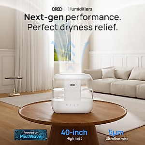 Dreo Humidifiers for Bedroom, Top Fill 4L Supersized Cool Mist Humidifier with Oil Diffuser and Nightlight, 32H Runtime, Quiet Ultrasonic Humidifiers for Home, Large Room, Baby Nursery and Plants