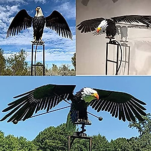 Garden Eagle Metal Stake, Life-Like Garden Art Sculpture Patio Decoration Outdoor Eagle Statue Ornament for Lawn Yard Eagle