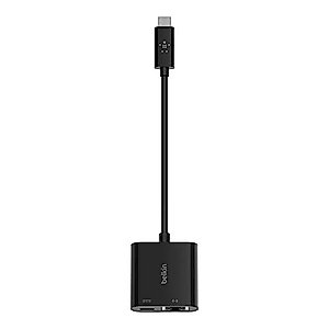 Belkin USB C To Ethernet + Charge Adapter - Gigabit Ethernet Port Compatible with USB C Devices - USB C to Ethernet Cable For MacBook Air, MacBook Pro & Windows - Ethernet to USB C Adapter - Black