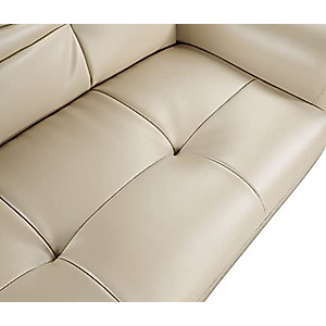 Blackjack Furniture Radford Leather Air/Match Upholstered Modern Living Room Sofa, Beige