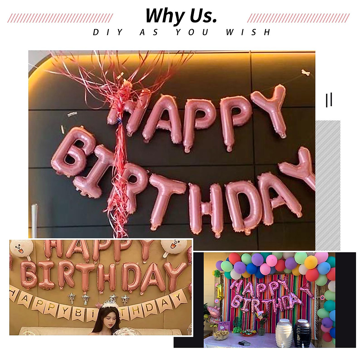 [26 Pcs] 16" Letter Pink Foil Balloons A-Z set, Mylar Aluminum Hanging Alphabet for Valentine's day Romance Mother's day Wedding Graduation Birthday Party Decorations New Year eve