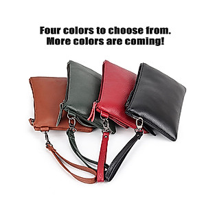 Karoukee Real Leather Wristlet Clutch Women Classic Cell Phone Wristlets Bag Minimalist Clutch Purse with Removable Wrist Strap (Black)