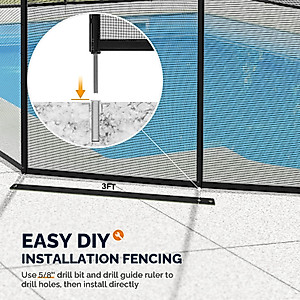 VINGLI Swimming Pool Fence 4Ft x 108Ft, Ground Safety Fencing, Black