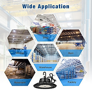 LED High Bay Light Super Bright Dimmable AC100-277V 240W 36000LM 5000K DLC/ETL Listed Lights 6ft with US Plug High Bay LED Light Warehouse Shop Barn Garage (4 Pack)