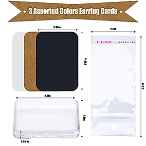 300 Pieces Earring Cards Earring Display Cards with 300 Pieces Clear Cellophane Bags 300 Pieces Earring Back and Plastic Earring Storage Containers for Jewelry Making