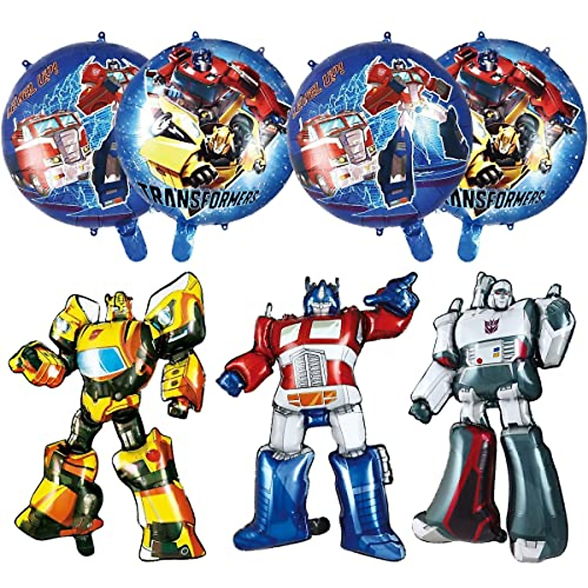 7 Pcs Cartoon Robot Balloon Party Supplies Foil Balloons for Kids Birthday Party Decorations.