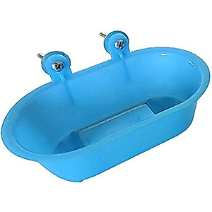 2 PCS Bird Bathtub with Mirror Toy Parrot Shower Tub Cleaning Tool Plastic Durable Odorless Cage Accessories for Small Parakeet Cockatiel Conure Lovebird Finch Budgie Canary