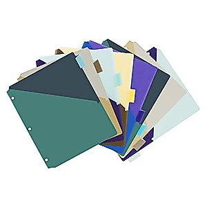 Amazon Basics 8-Tab Plastic Binder Dividers with Pockets, Two Tone, 1 set