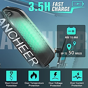 ANCHEER Electric Bike for Adults, 500W EBike, 500WH E Bike, 3.5H Fast Charge, 21-Speed Gears Bikes, 26 * 2.1'' Mountain Digital Display, Cruise Control, Ebikes, Blue