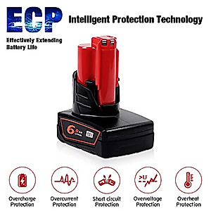 2Pack DSANKE M12 6000mAh 12V Lithium Battery Replacement for Milwaukee M12 Battery XC 48-11-2440 48-11-2402 48-11-2460 12Volt Milwaukee Tools