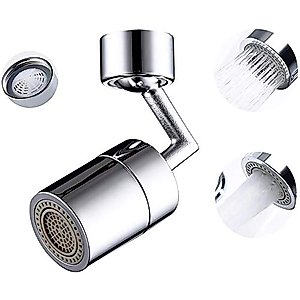 Universal Splash Filter Faucet, 720° Big Angle Swivel Sprayer Head Leakproof Double O-Ring Design with 4-Layer Net Filter