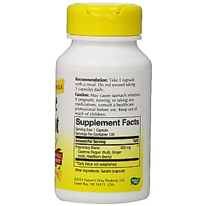 Nature's Way Premium Blend Cayenne Extra Hot, 450 mg of blend per serving, 100 Vcaps (Packaging May Vary)