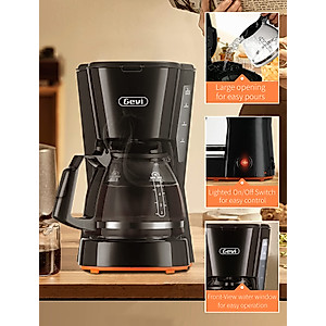 Gevi 5 Cups Small Coffee Maker, Compact Coffee Machine with Reusable Filter, Warming Plate and Coffee Pot for Home and Office