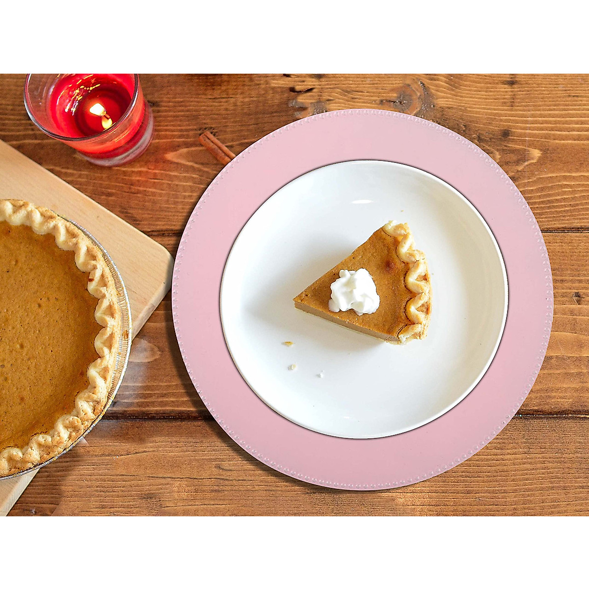 Palais Dinnerware 'Plaque De Charge' Collection - 13" Elegant Charger Plate (4, Pink with Bead Finish)