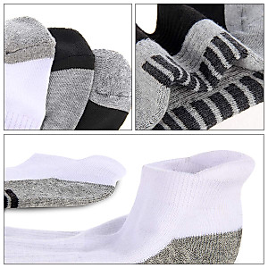 eallco Mens Ankle Socks Low Cut Athletic Cushioned Running Tab Socks 6 Pack